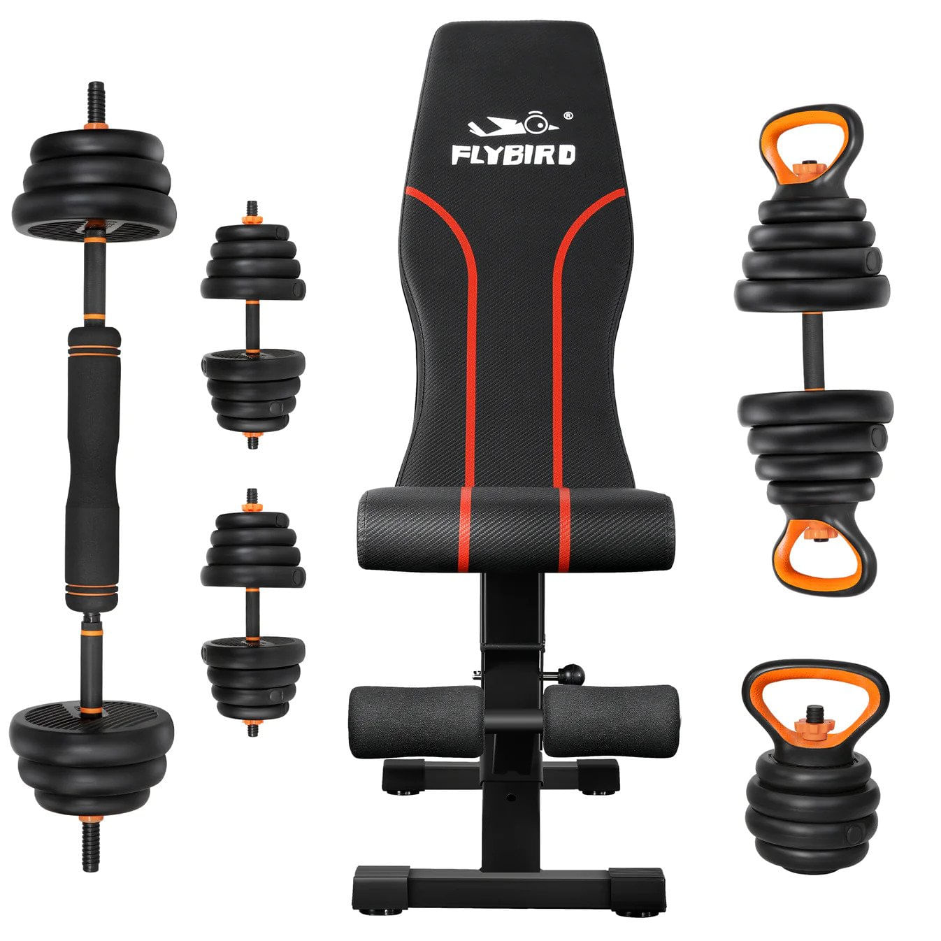 Bundle: Flybird Adjustable Weight Bench Fb139 + 50 lb./70 lb./90 lb ...