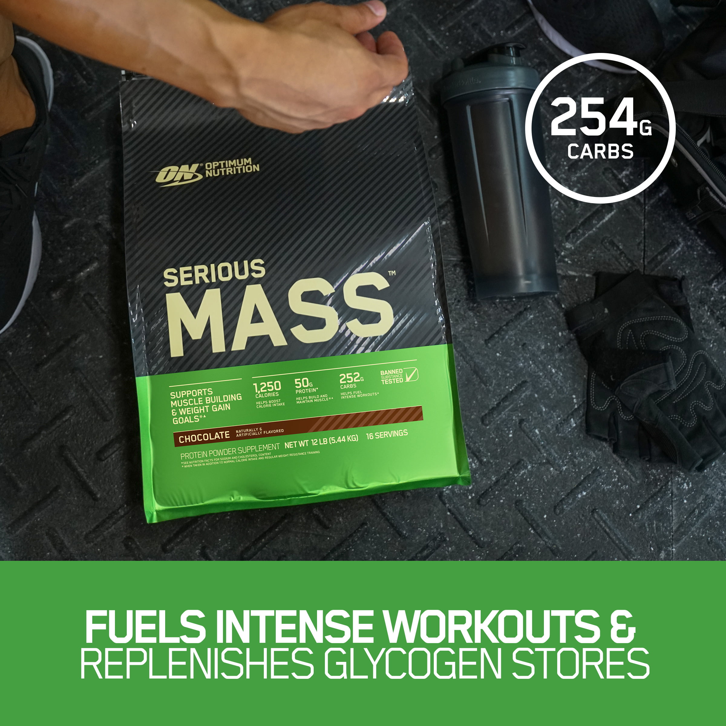 Serious Mass, 50g Protein Powder, Chocolate, 12 Lb, 16 Servings | Men's ...